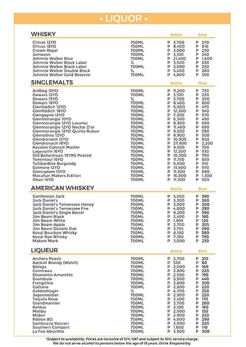 Menu at Draft Restaurant Brewery, Makati
