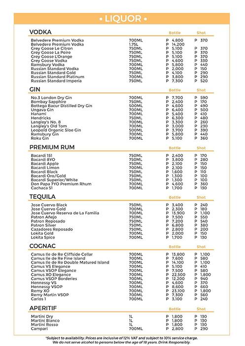 Menu at Draft Restaurant Brewery, Makati