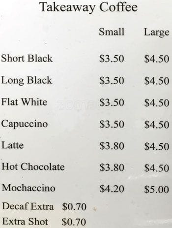 Menu at Mr. Bun cafe, Lower Hutt