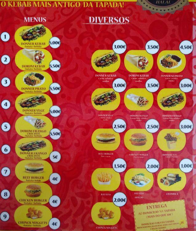 Sultan Doner Kebab Menu, Menu de Sultan Doner Kebab, Mem Martins ...
