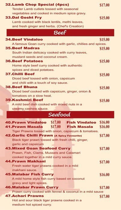 Menu at Tandoori Corner restaurant, Wantirna South