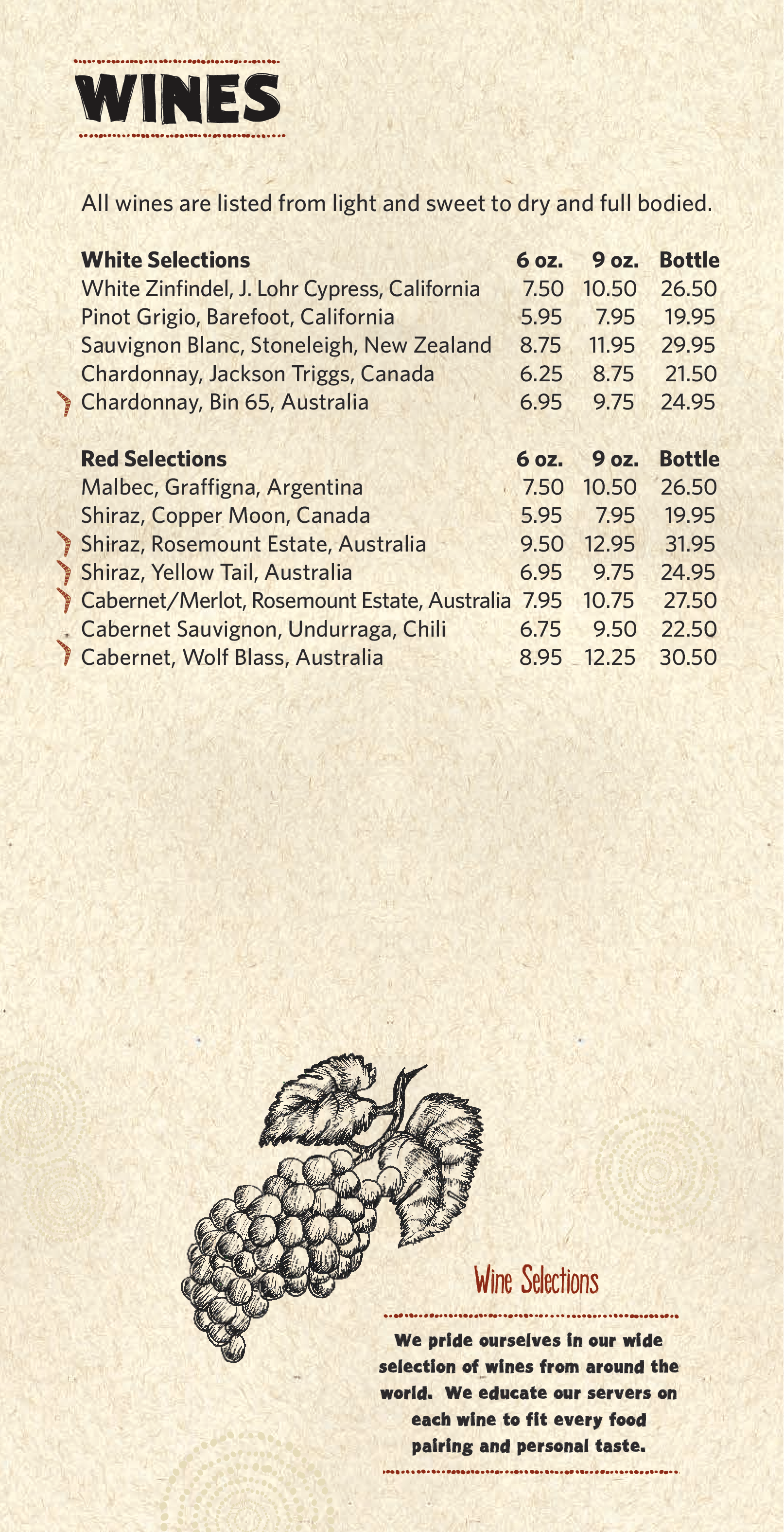 Menu at Outback Steakhouse, Edmonton, 137 Avenue