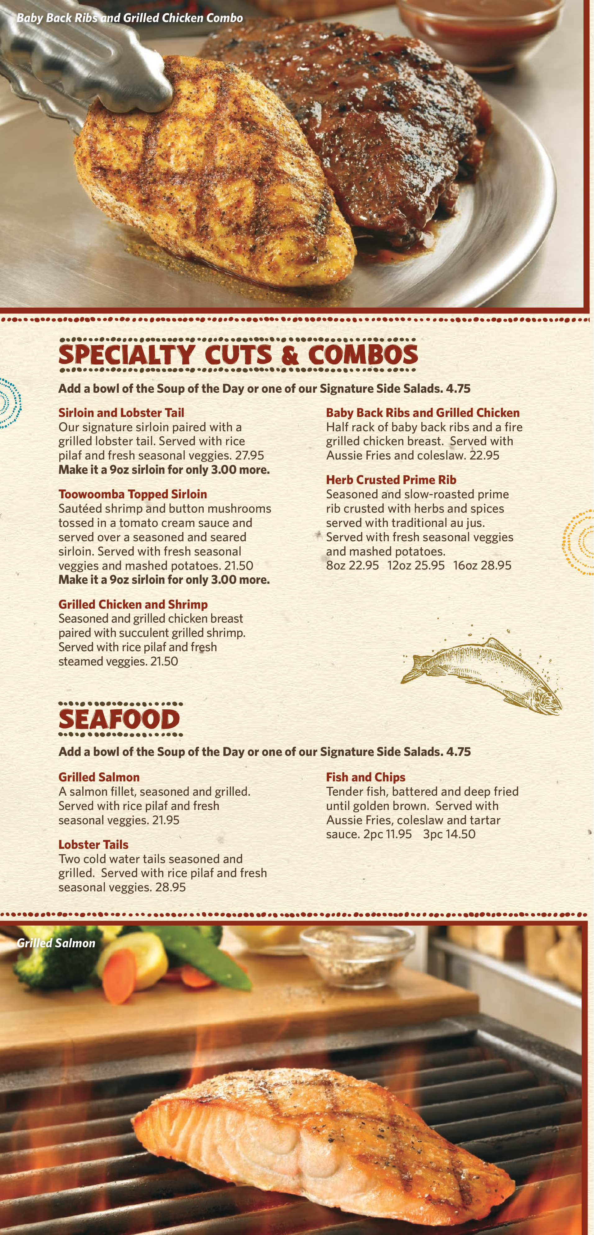 Menu at Outback Steakhouse, Edmonton, 137 Avenue