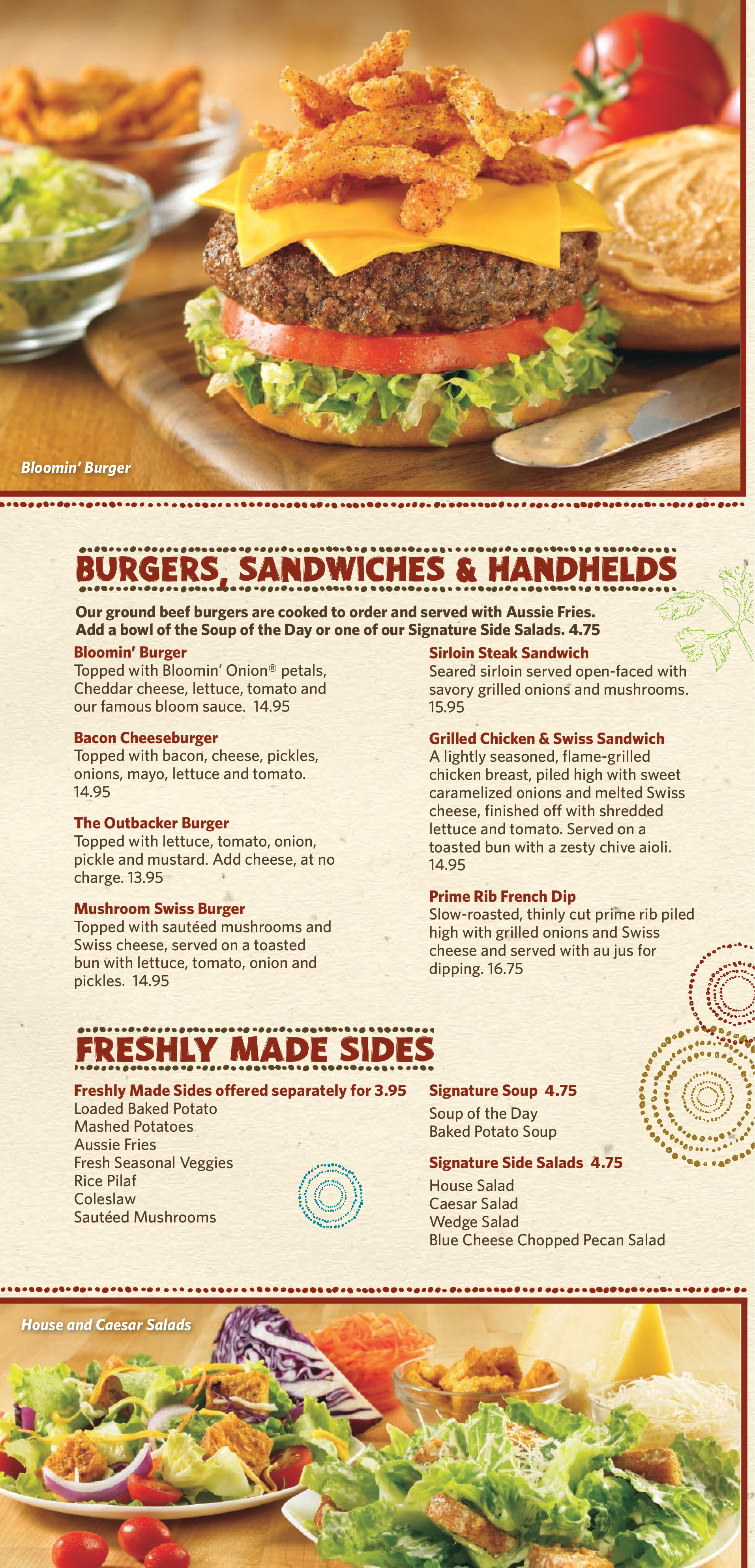 Menu at Outback Steakhouse, Edmonton, 137 Avenue