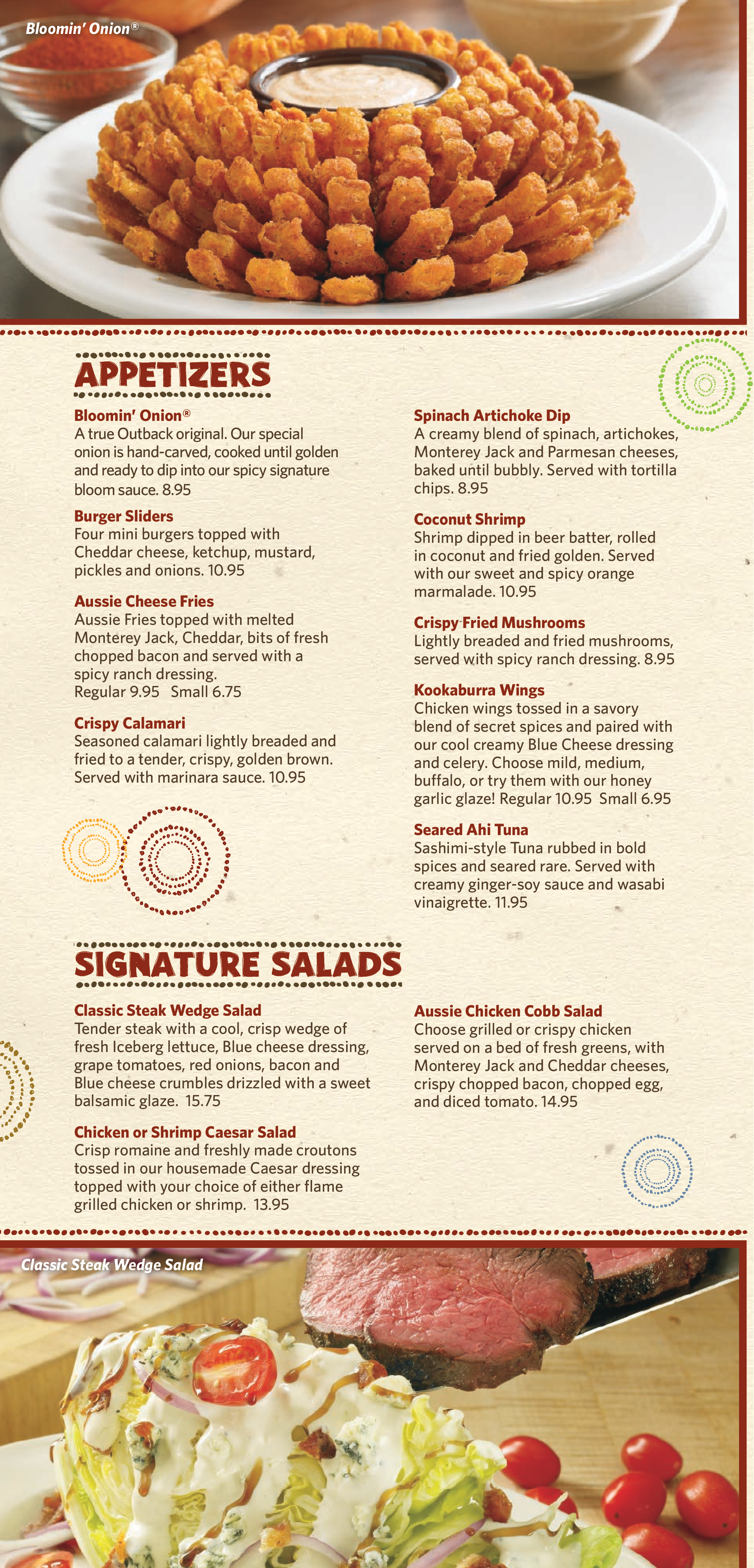 Menu at Outback Steakhouse, Edmonton, 137 Avenue