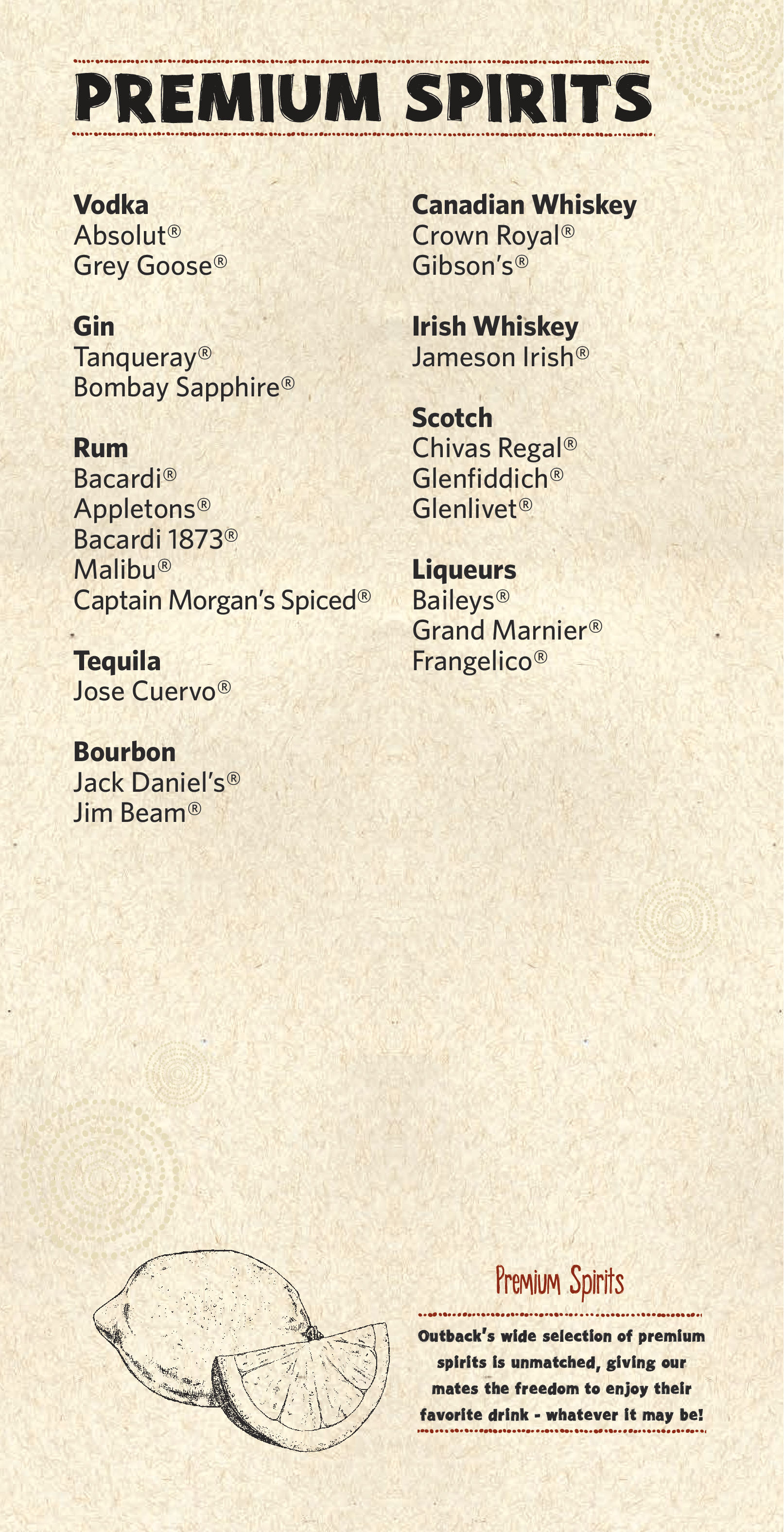 Menu at Outback Steakhouse, Edmonton, 137 Avenue