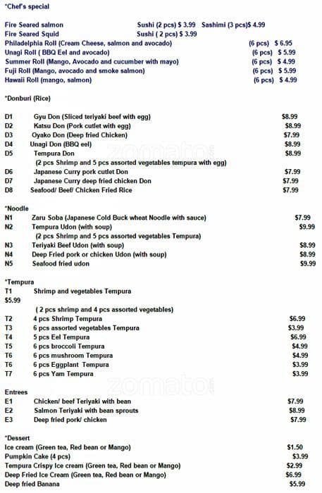 Menu at Golden Maki Japanese Restaurant, Newmarket