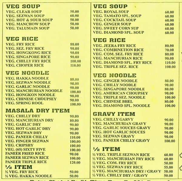 Diamond Chinese Menu, Menu for Diamond Chinese, Powai, Mumbai - Zomato