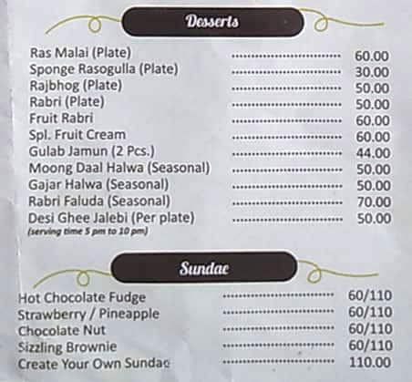 Menu of Shri Jee Shyam Dairy, Vasundhara, Ghaziabad