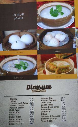 Menu at Imperial Seafood restaurant, South Tangerang