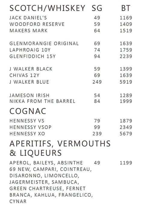 Menu at La Coco restaurant, Dubai