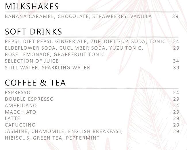 Menu at La Coco Dubai restaurant, Dubai