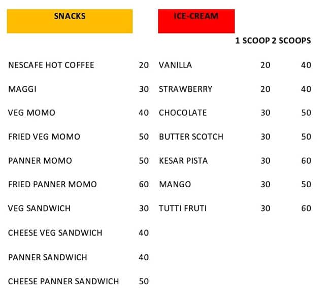 Menu at Frozen Dessert (Milkshake & Ice-cream Parlour), Patna