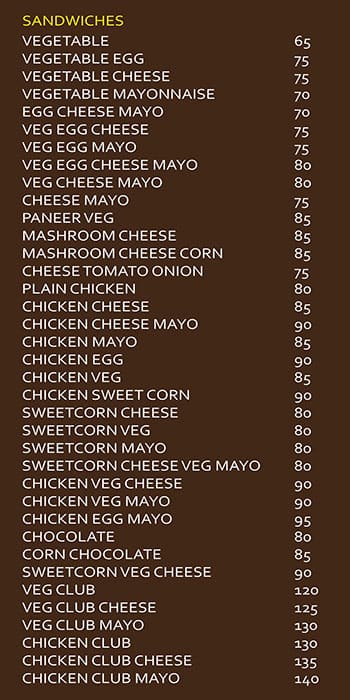 Menu of Online Snacks, Sector 5, Salt Lake, Kolkata