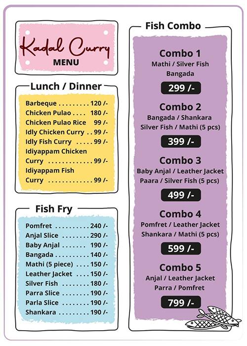 Menu of Kadal Curry, Sahakara Nagar, Bangalore