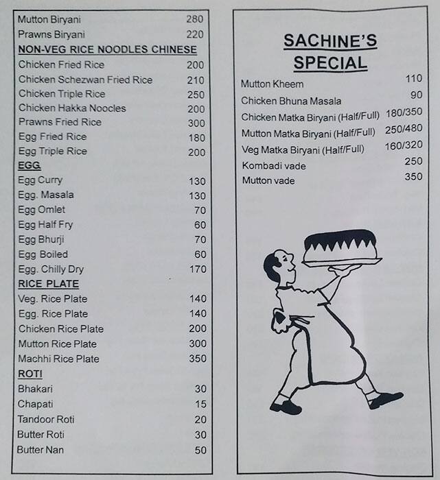 Menu of Sachin Kitchen, New Panvel, Navi Mumbai