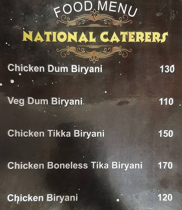 Menu of National Caterers, Vashi, Navi Mumbai
