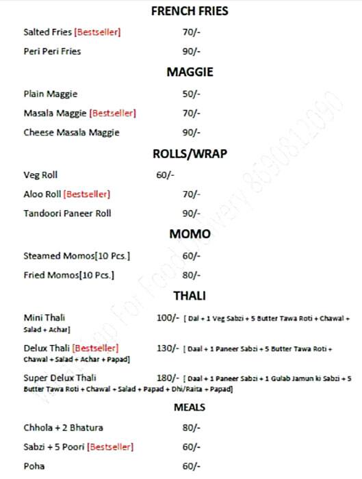 Menu at The Second Wife, Jodhpur