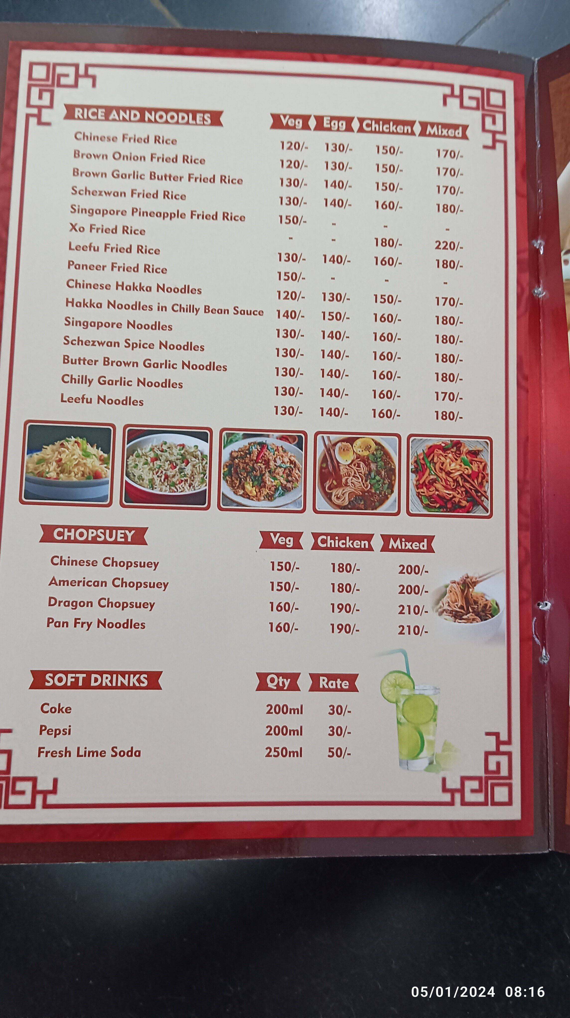 Menu of HD Heaven Darjeeling, HBR Layout, Bangalore