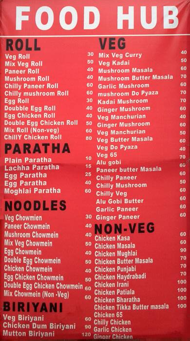 Menu at Food Hub, Bhubaneswar, Opposite Tanishq