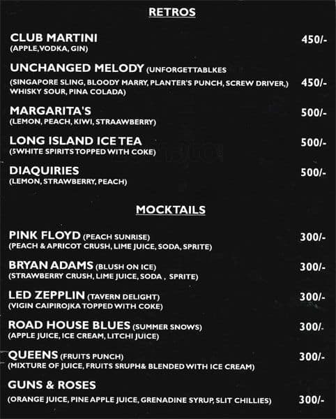 Menu at Fariyas Hotel Mumbai, Mumbai