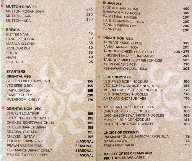 Menu at Swathi Restaurant, Bengaluru, Ground Floor