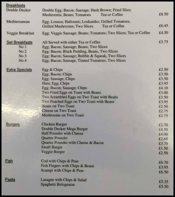 Double Deckers Cafe Menu, Menu for Double Deckers Cafe, Enfield, London ...