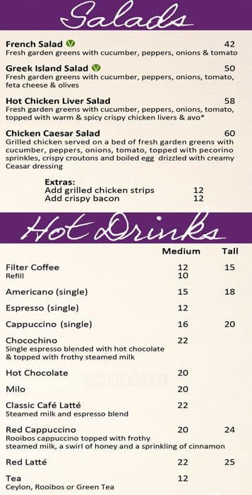 Speisekarte von Jabbers On Burton restaurant, Kapstadt