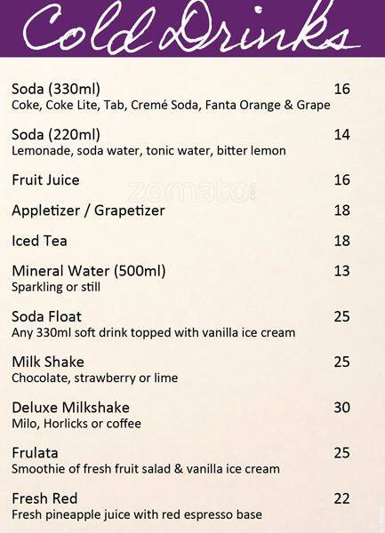 Speisekarte von Jabbers On Burton restaurant, Kapstadt