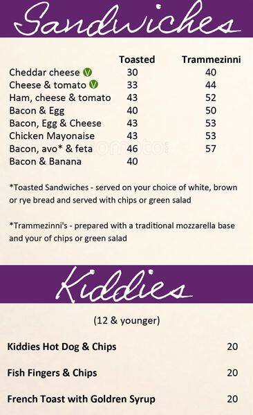 Speisekarte von Jabbers On Burton restaurant, Kapstadt