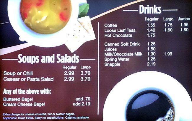 Menu at The Bagel Stop cafe, Toronto, 686 Bay Street Unit 2