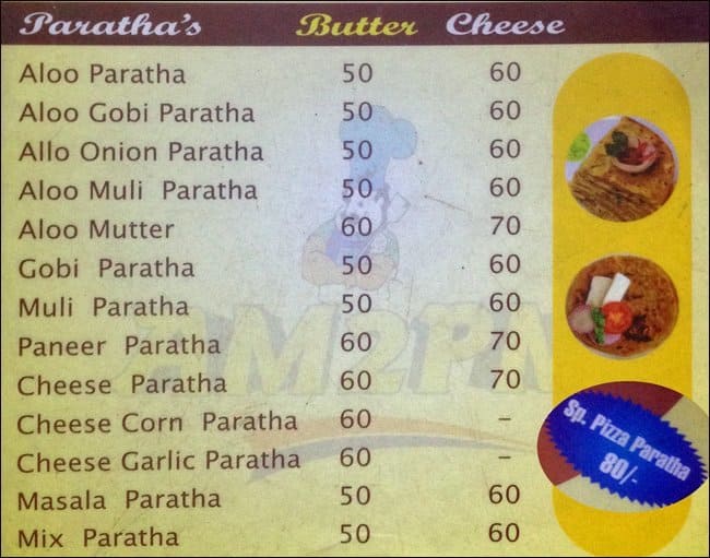 Menu at Am2Pm Paratha Palace, Ahmedabad, Opposite H.L. College