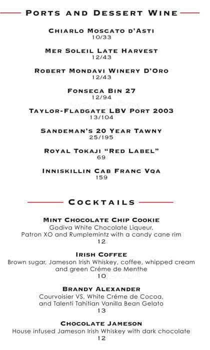 Menu at Place at Perry's steakhouse, Dallas