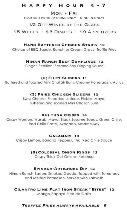 Menu at Place at Perry's steakhouse, Dallas