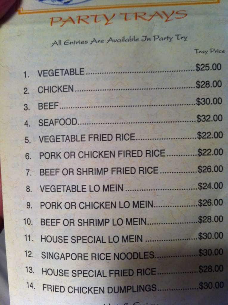 Menu at Wing Hing restaurant, Troy, E Long Lake Rd