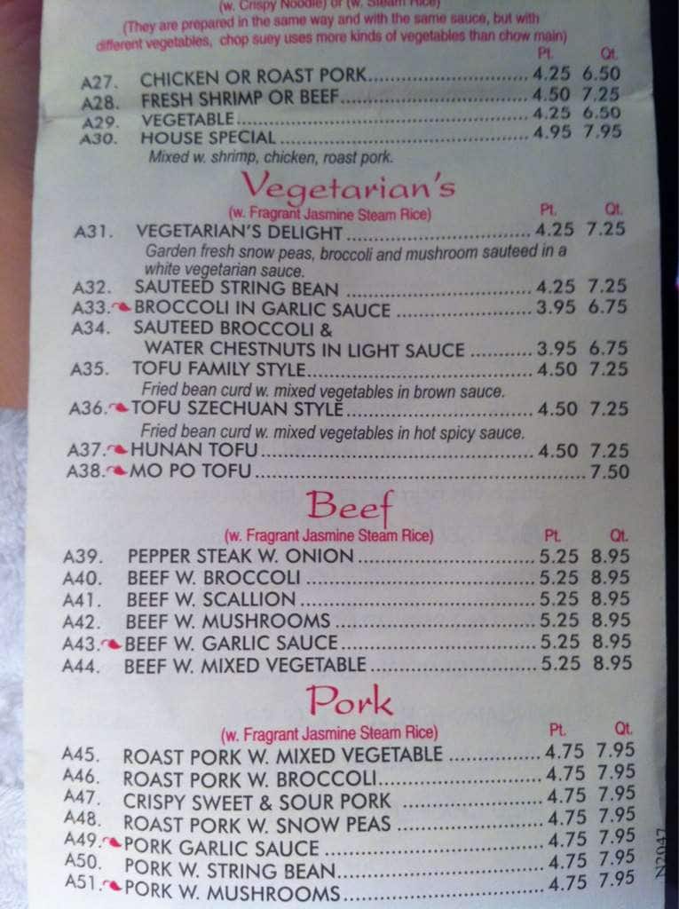 Menu at Wing Hing restaurant, Troy, E Long Lake Rd