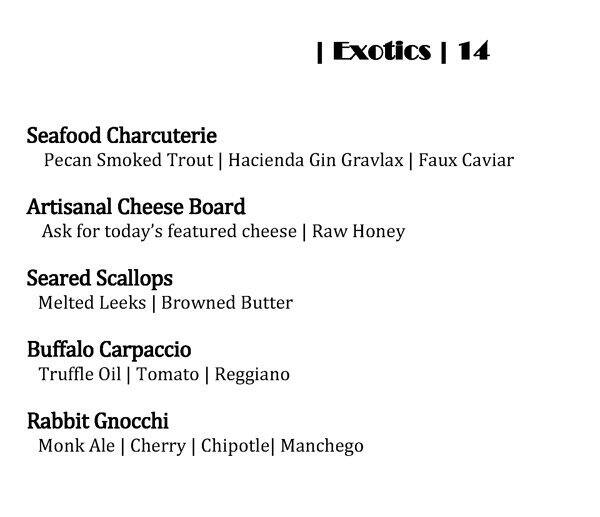 Menu at Corn Maiden steakhouse, Bernalillo, Tuyuna Trail