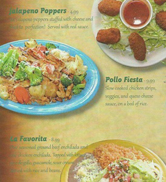 Menu at Fiesta Mexico restaurant, Nicholasville