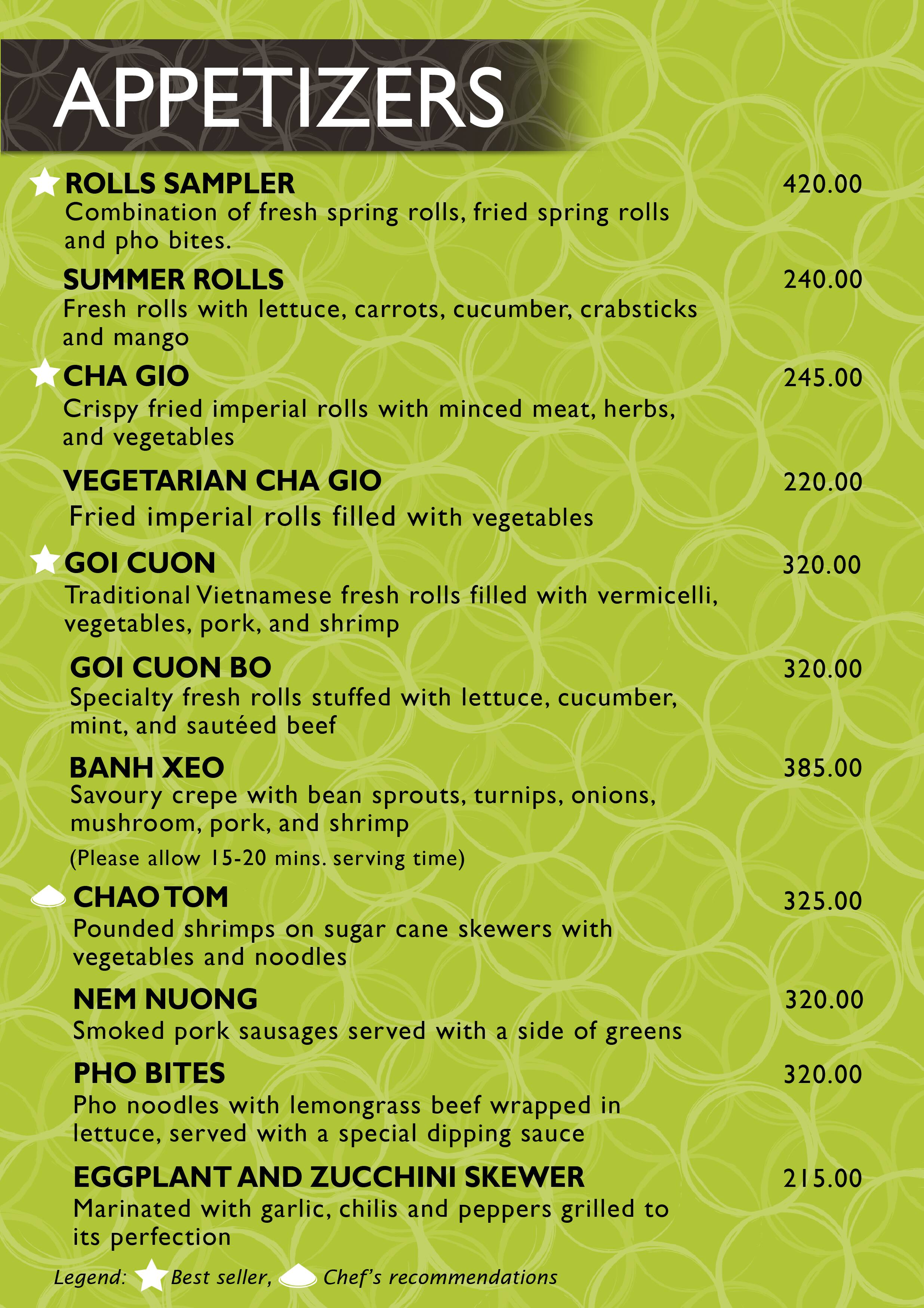 Carta del restaurante Bawai's Vietnamese Kitchen, Ciudad Quezon, 2nd Floor