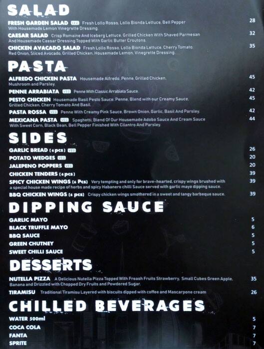 Menu of Pizza Bay, Business Bay, Dubai