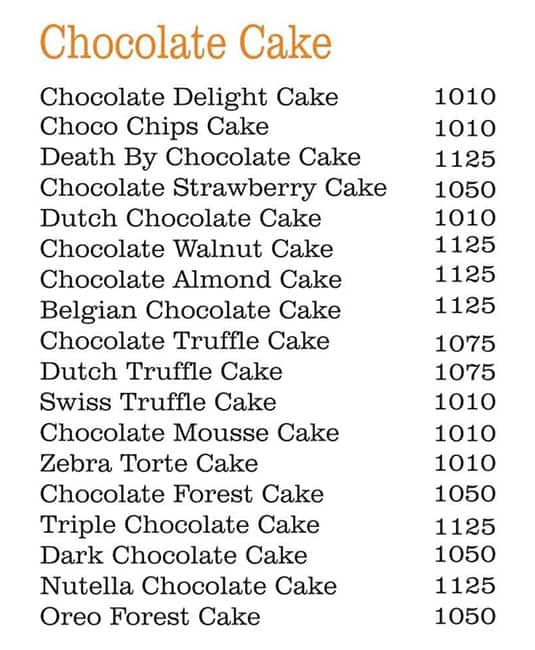Menu of Cake Lab, Goregaon West, Mumbai