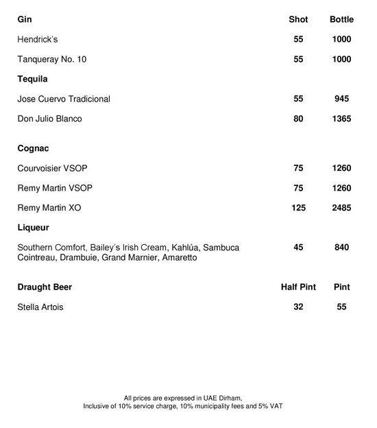 Menu at Hibiki Karaoke Lounge, Hyatt Regency Dubai pub & bar, Dubai, Al ...