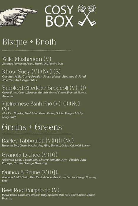 Menu of Cosy Box, Lower Parel, Mumbai