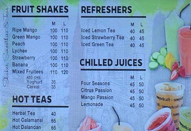 Carta de New York Cafe, Makati, Ayala Ave