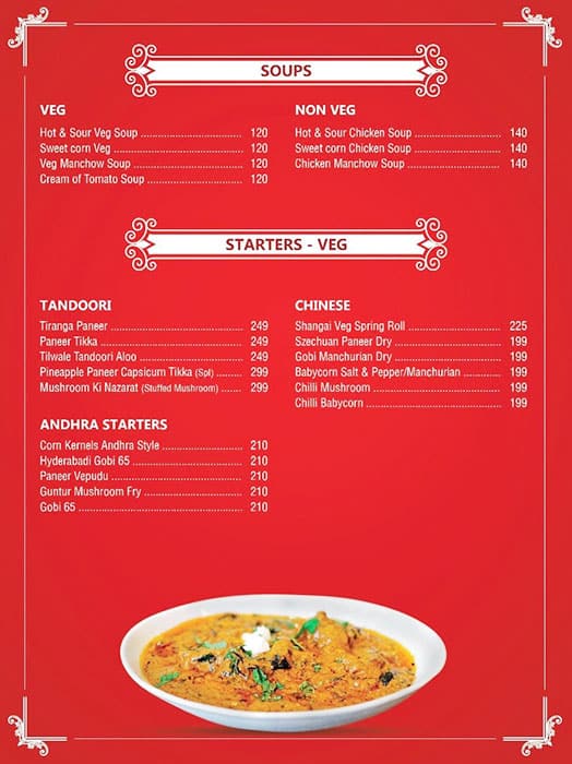 Menu of Rasavid, Thuraipakkam, Chennai