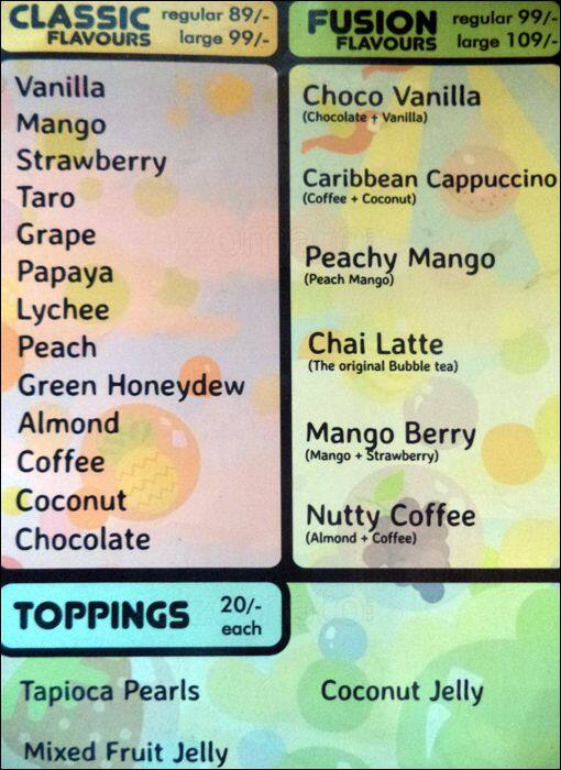 Menu at Bubble Waffle, Chandigarh
