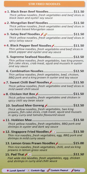 Menu at Noodles & More fast food, Narre Warren South
