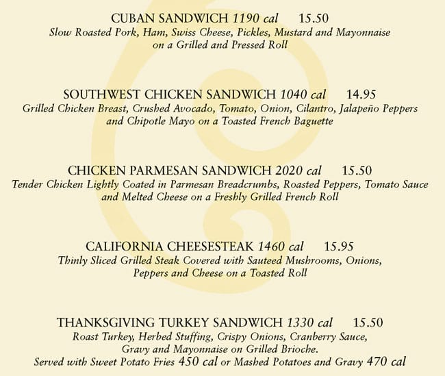 Menu at The Cheesecake Factory desserts, San Mateo