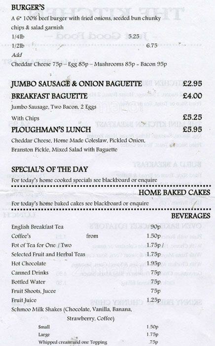 Menu at The Kitchen cafe, London, 89 Wood Street