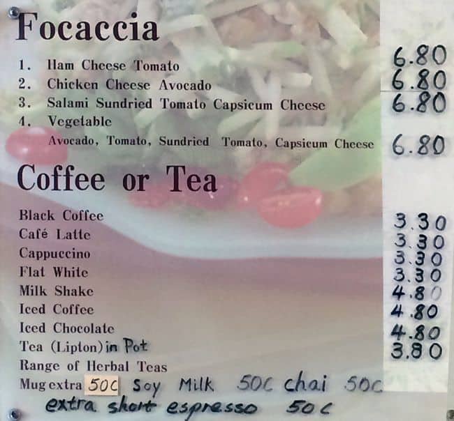 Menu at Florence Street Sandwich Bar, Mentone